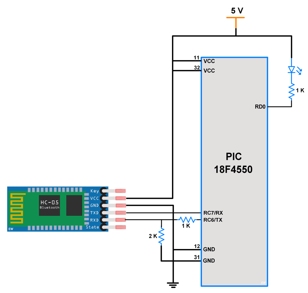 HC-05 Bluetooth Module Interfacing with PIC18F4550 - ElectronicWings HC-05 Bluetooth Module Interfacing with PIC18F4550 - ElectronicWings